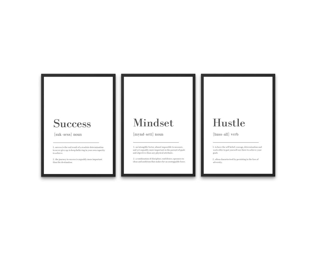 Success, Mindset,hustle Definition | Set of 3 | Inspirational Quotes ...