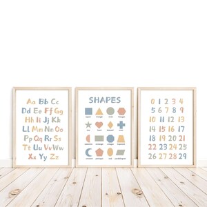 Alphabet Chart, Numbers Chart, ABC Poster, Set of 3 Educational Nursery ...