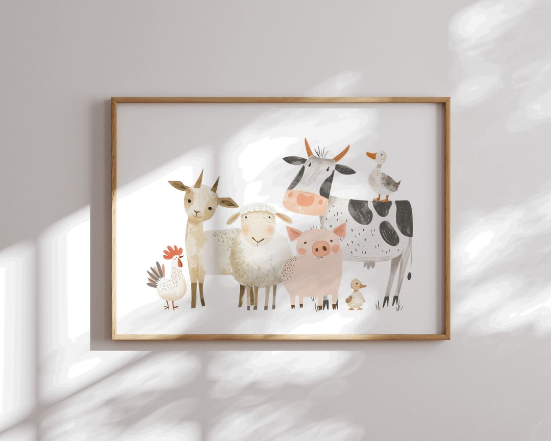 Farm Animals Print, Animals Print, Nursery Print, Gift Idea, Farm Yard ...