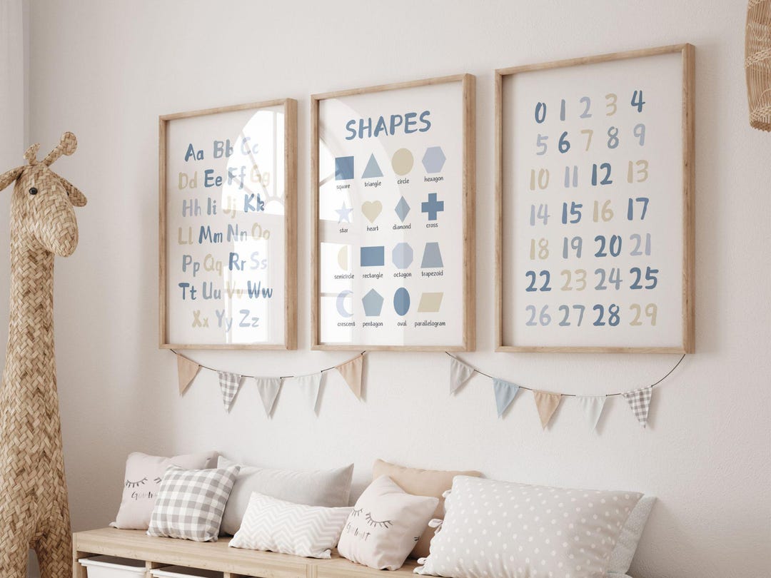 Digital Alphabet Chart, Numbers Chart, ABC Poster, Set of 3 Educational ...