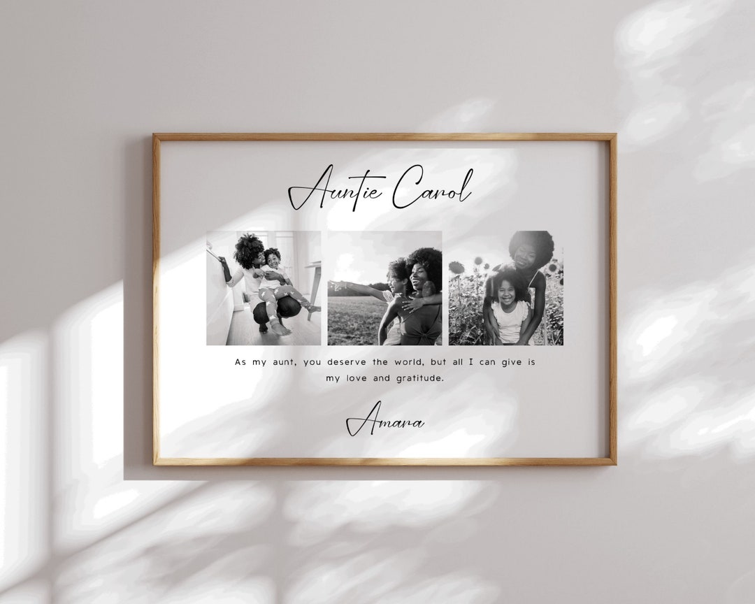 Custom Auntie Photo Print: Personalised Aunt Birthday Gift, Family Wall ...