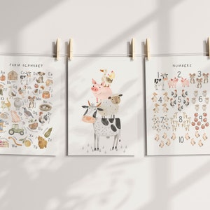Farm Animals Alphabet & Numbers Prints: Nursery Decor, Digital Download ...