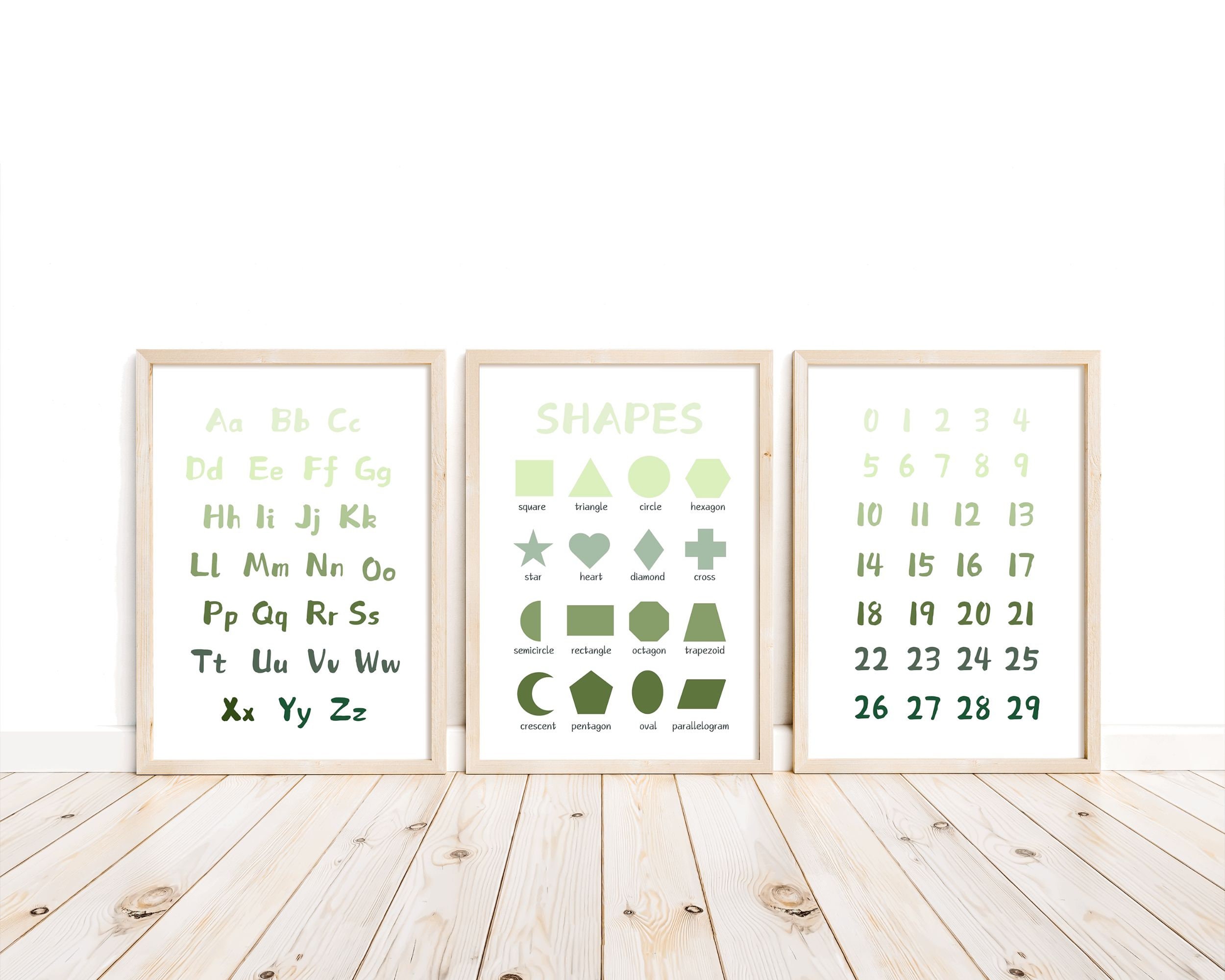 Alphabet Chart, Numbers Chart, ABC Poster, Set of 3 Educational Nursery ...