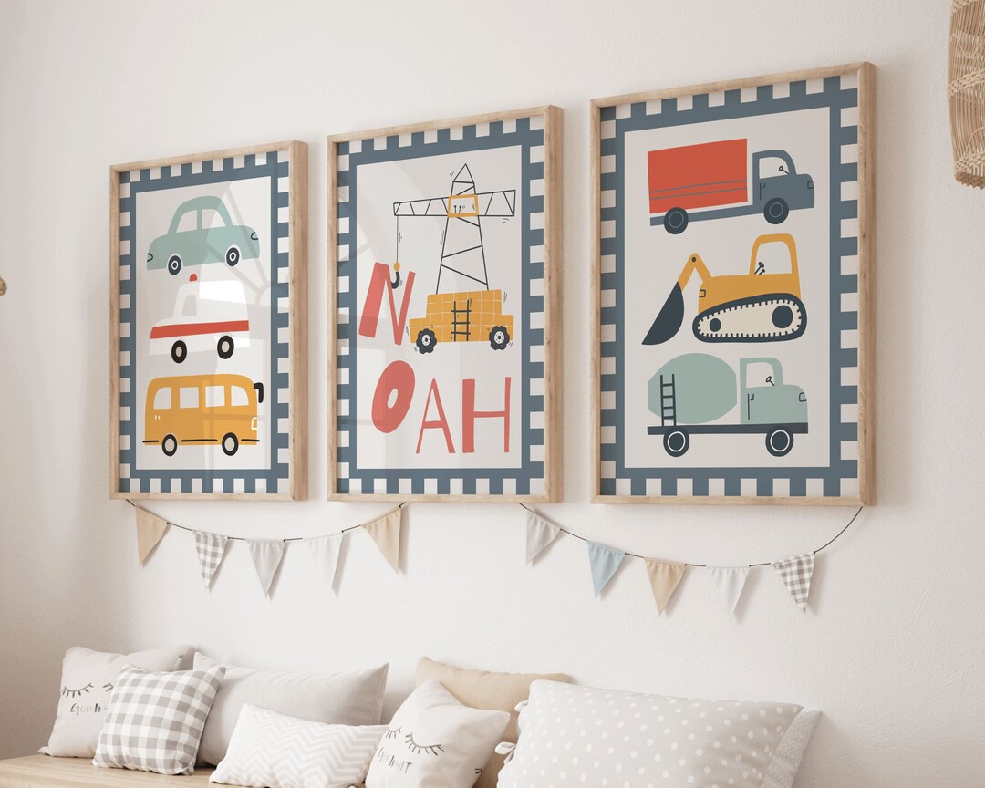 Car and Transport Prints, Set of 3 Personalised Transport Posters ...