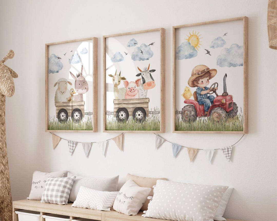 Farm Nursery Prints, Farm Yard, Animals Decor, Kids Prints, Nursery ...