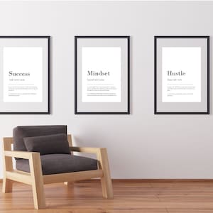 Success, Mindset,hustle Definition | Set of 3 | Inspirational Quotes ...