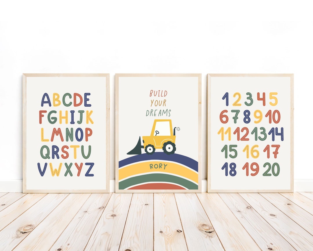 Construction Truck Alphabet Numbers Prints ,digital Set of 3 ...