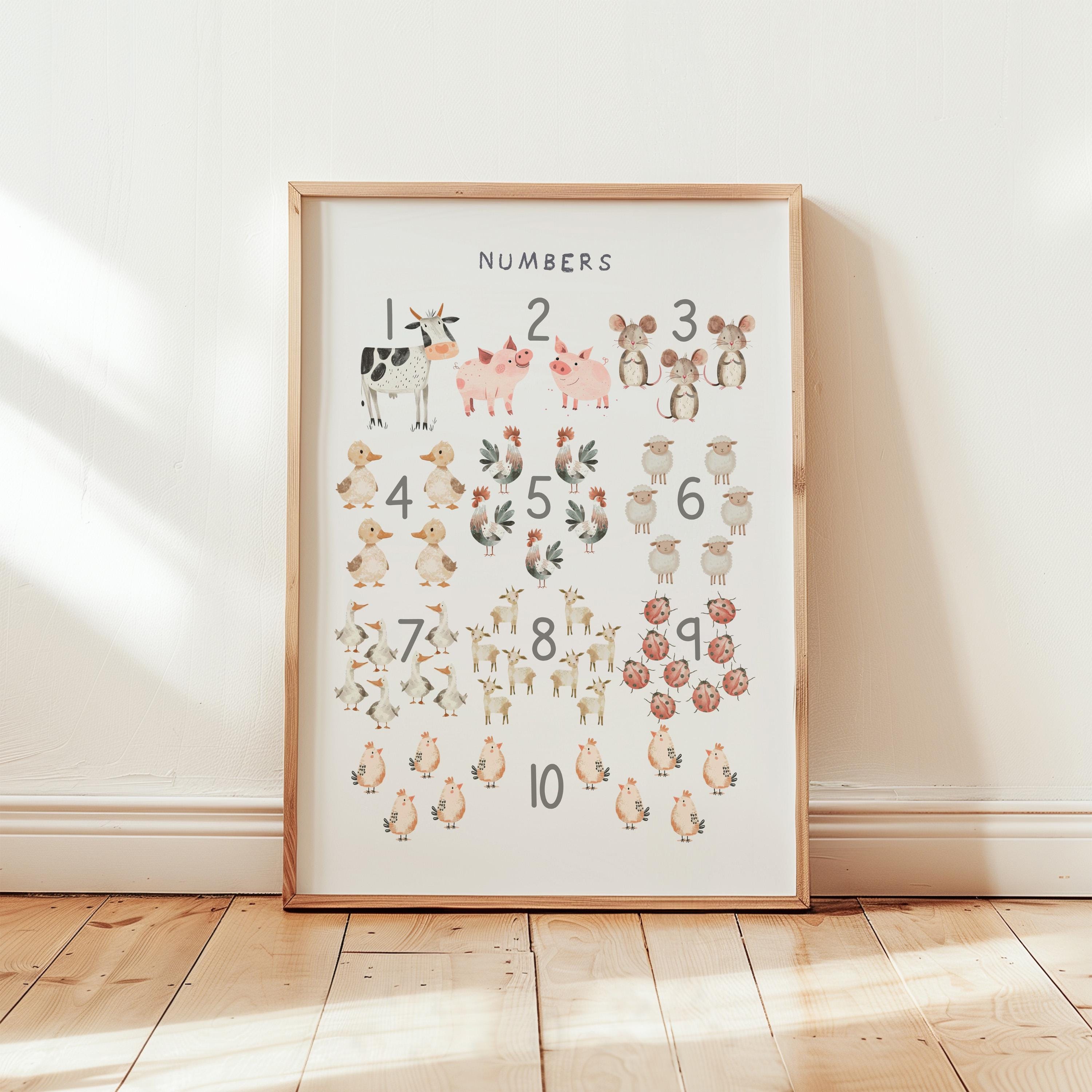 Farm Animals Alphabet & Numbers Prints: Nursery Decor, Digital Download ...