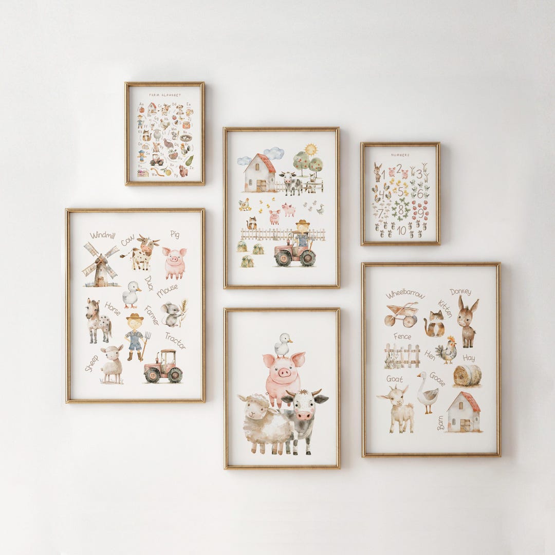 Farm Animals Nursery Alphabet Prints Set | Watercolor Farmhouse Decor ...