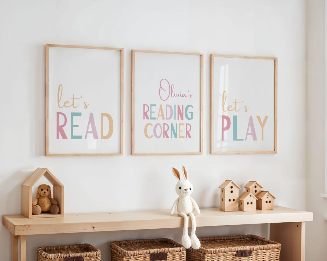 Reading Corner Print Set: Custom Children's Wall Art, Playroom Decor ...