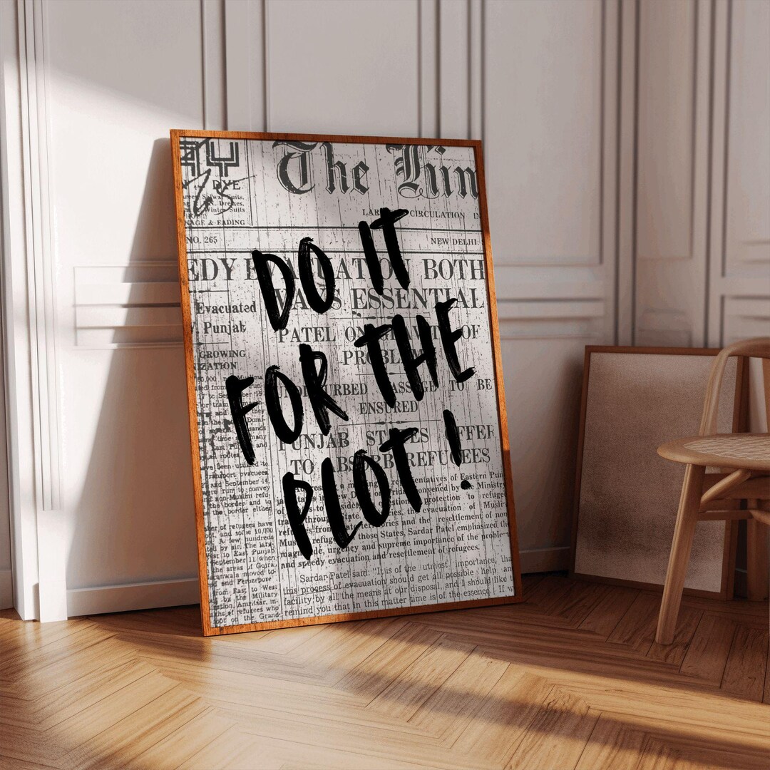 Retro Newspaper Print: Do It for the Plot, Trendy Wall Art (digital ...
