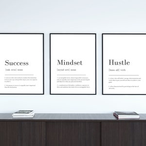 Success, Mindset,hustle Definition | Set of 3 | Inspirational Quotes ...