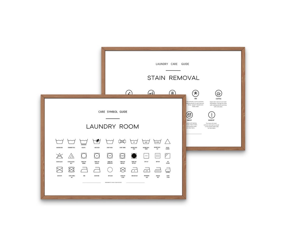 Laundry Room Art Prints: Washing Symbols Guide, Set of 2 - Etsy