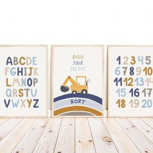 Construction Truck Alphabet Numbers Prints ,digital Set of 3 ...