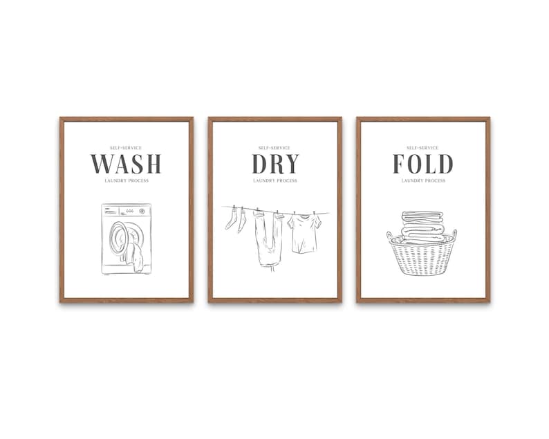 Laundry Room Art Prints: Wash, Dry, Fold - Set of 3 - Etsy