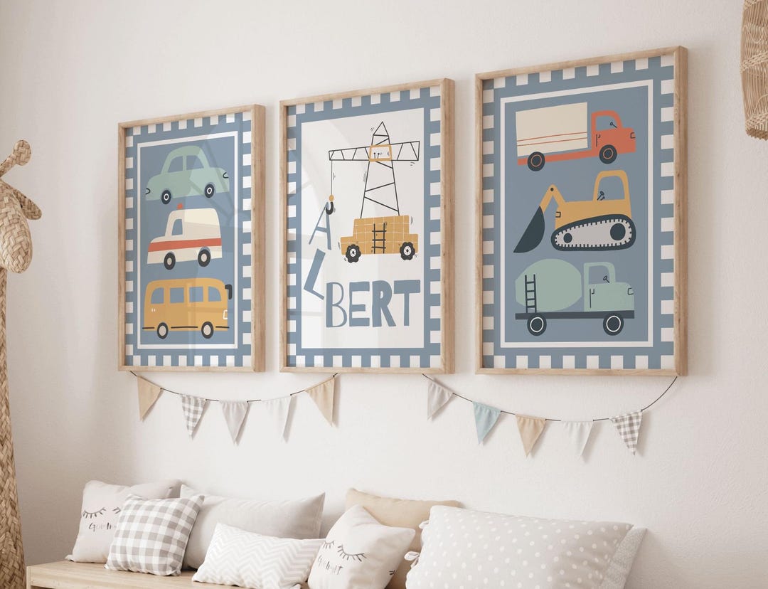 Car and Transport Prints, Set of 3 Personalised Transport Posters ...