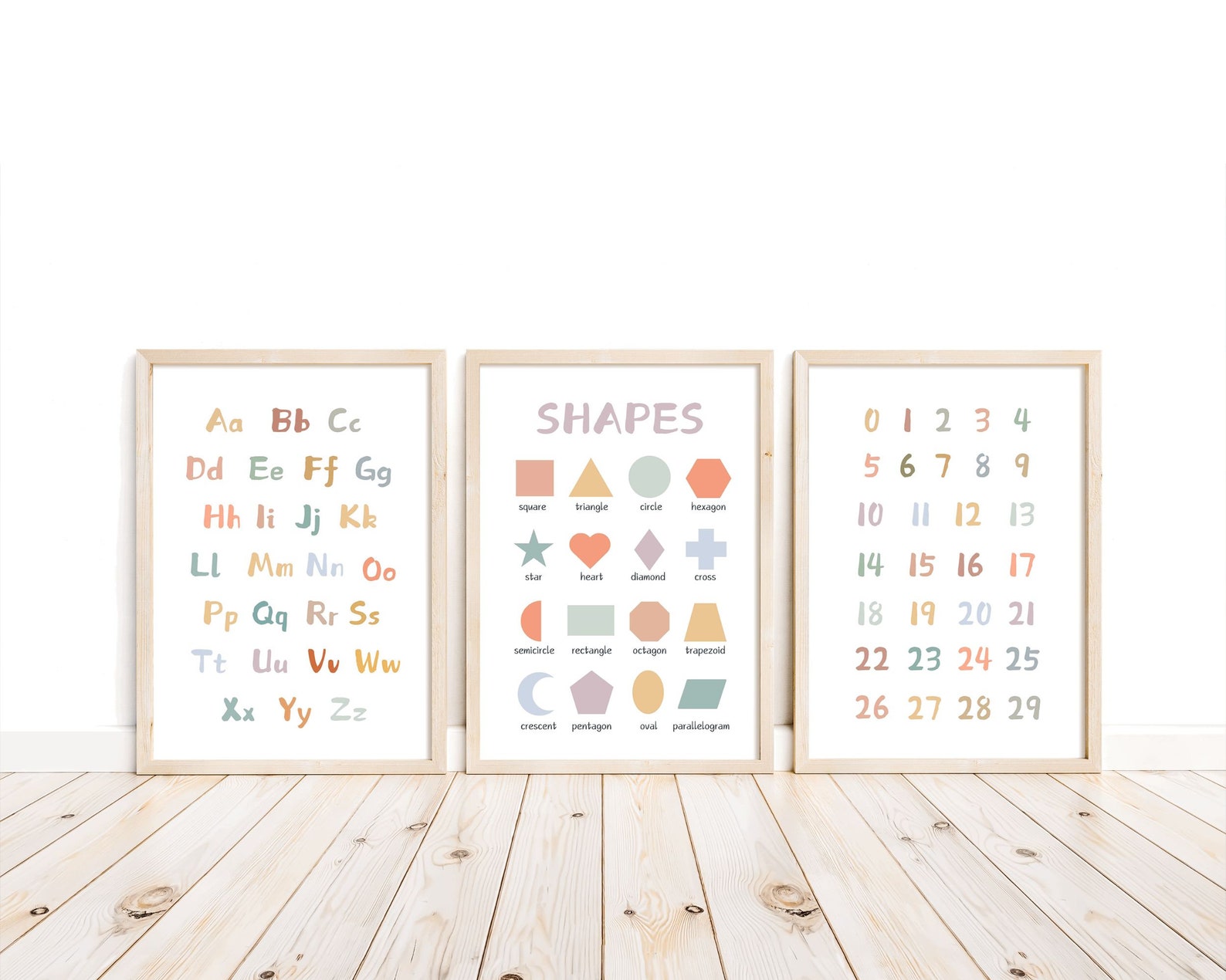 Alphabet Chart, Numbers Chart, ABC Poster, Set of 3 Educational Nursery ...