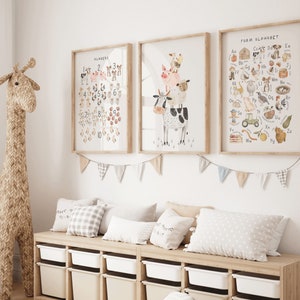Farm Animals Alphabet & Numbers Prints: Nursery Decor, Digital Download ...
