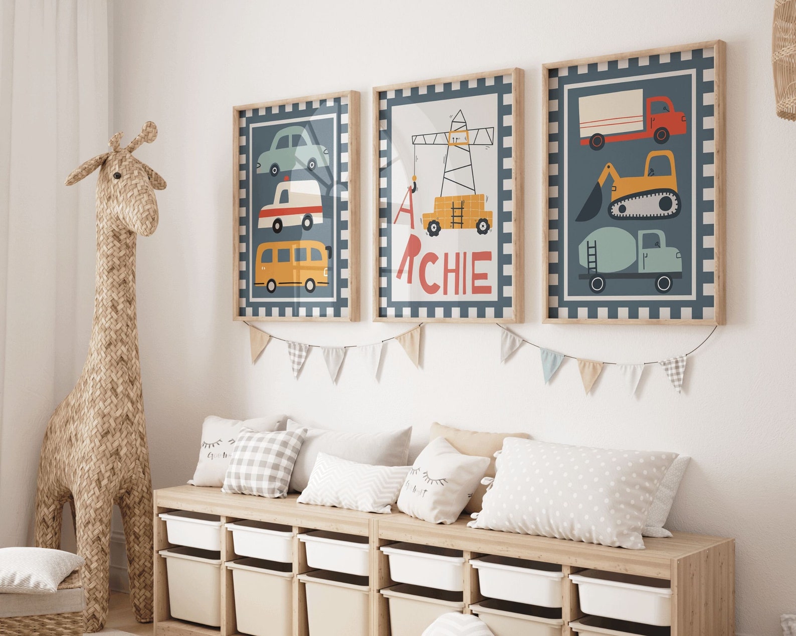 Car and Transport Prints, Set of 3 Personalised Transport Posters ...