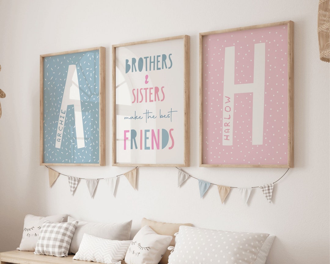 Sibling Name Prints: Set of 3 Nursery Decor Prints - Etsy