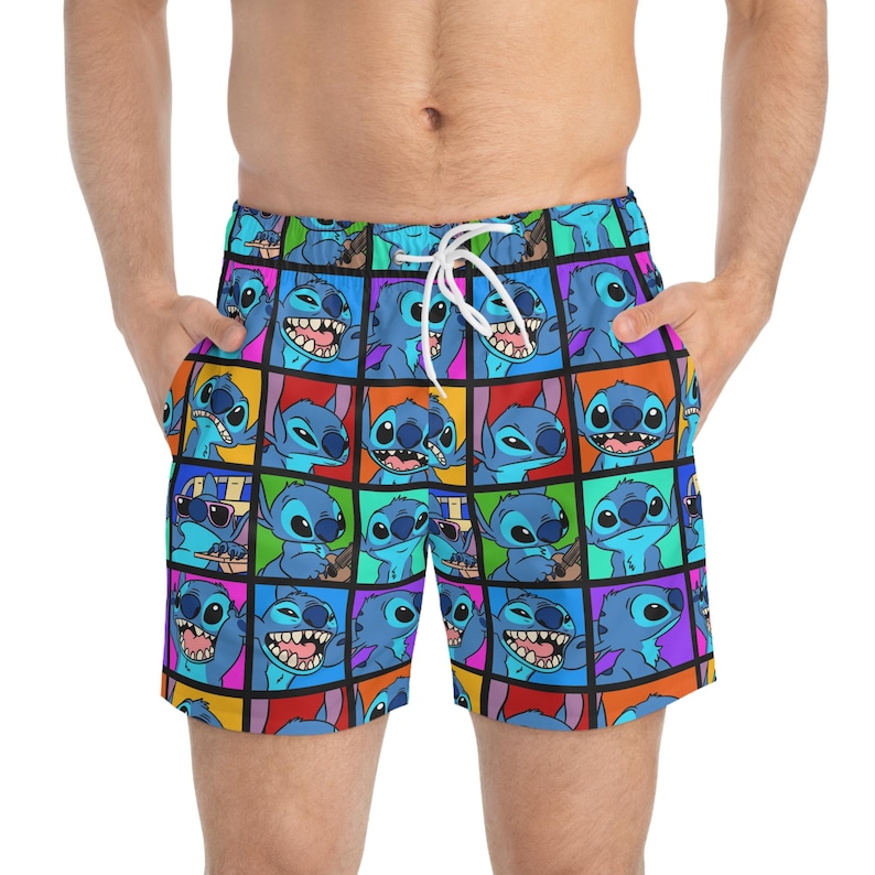 Lilo and Stitch Swim Trunks, Stitch Mens Beach Shorts, Disney Vacation ...