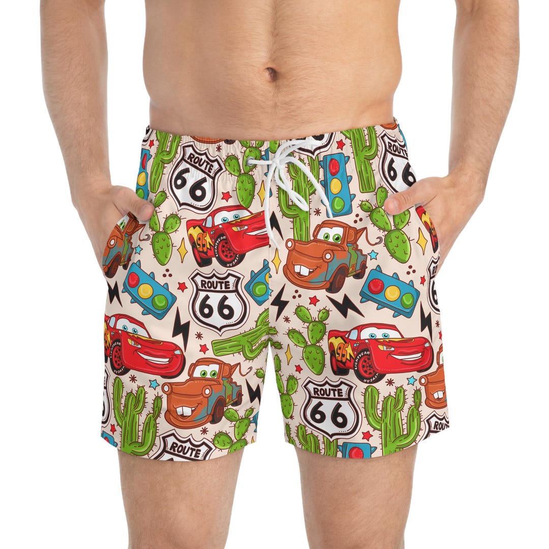 Cars Swim Trunks, Lightning Mcqueen Mens Beach Shorts, Disney Vacation ...