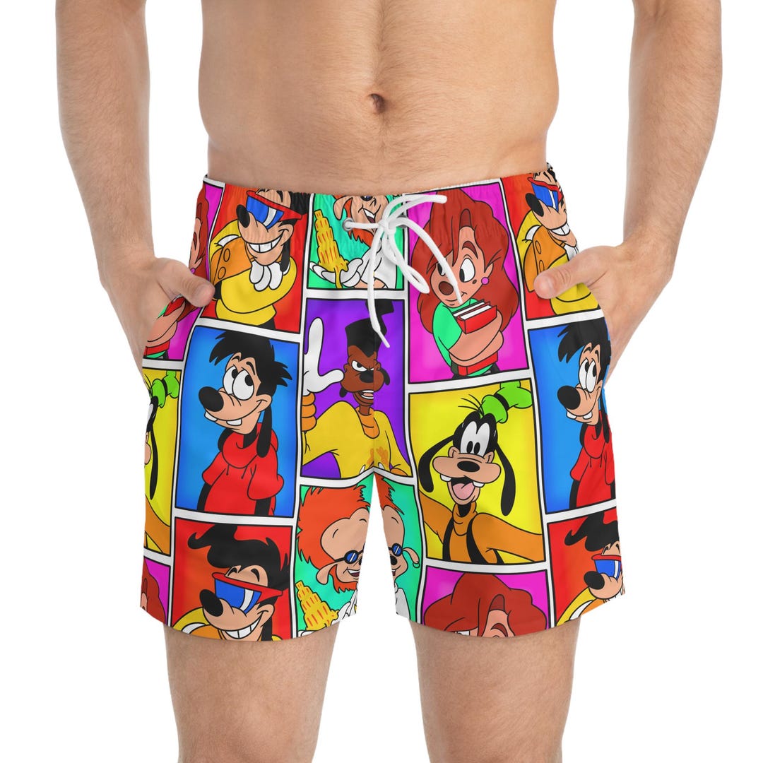 Goofy Movie Swim Trunks, Max and Roxanne Mens Beach Shorts, Disney ...