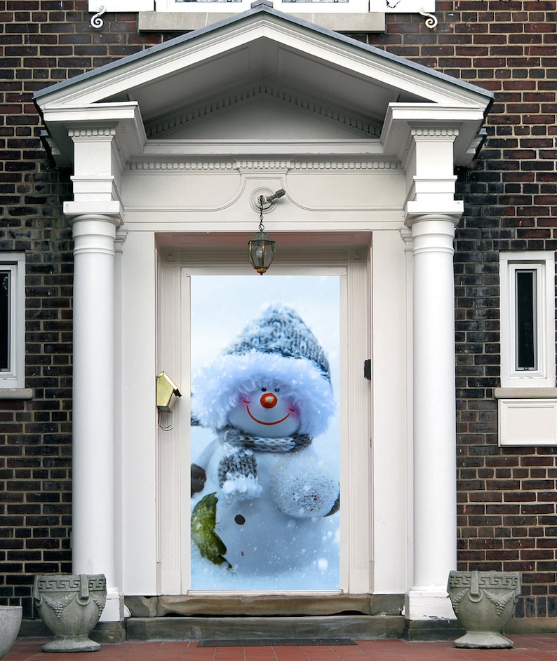 Full Color Banner Snowman Mural. Christmas Front Door Cover. | Etsy