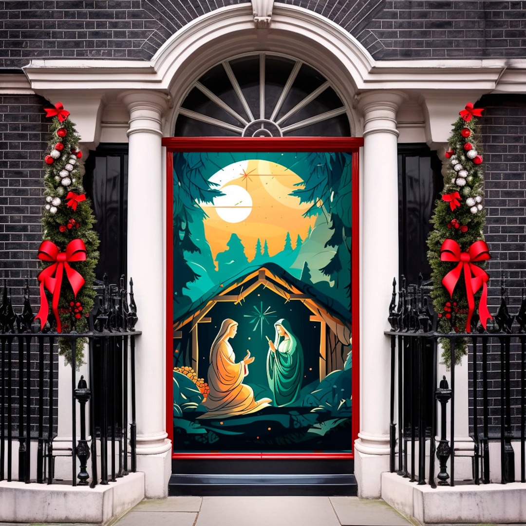 Nativity Scene Mural Jesus Christmas Entry Door Cover - Etsy