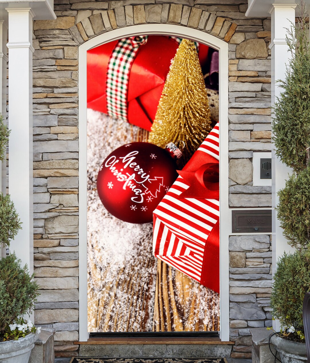 Front Door Banner Merry Christmas Holiday Outdoor Decor Christmas Mural ...