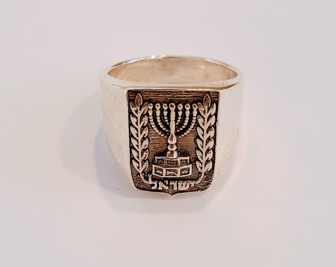 Emblem of Israel Signet Ring Sterling Silver Classic Menorah - Etsy Israel
