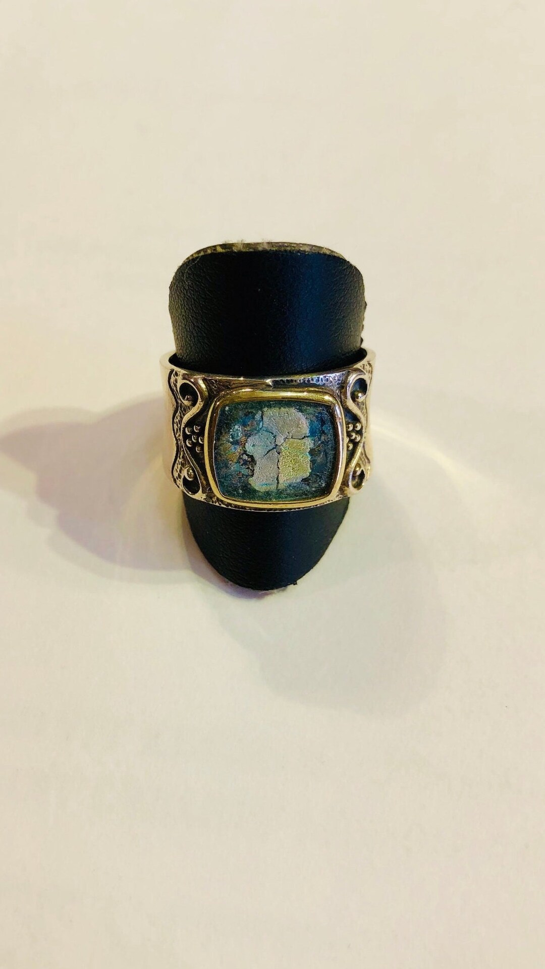 Sterling Silver Square Roman Glass Ring for Women, Israel Jewelry, - Etsy