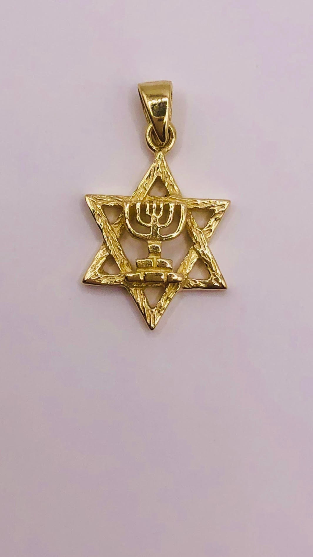 14k Gold Menorah Over Star of David Pendant Filigree Unisex - Etsy