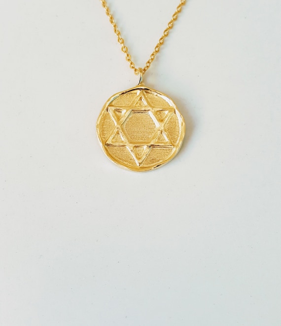 14k solid Gold Star of David pendant jewish jewelry israel | Etsy