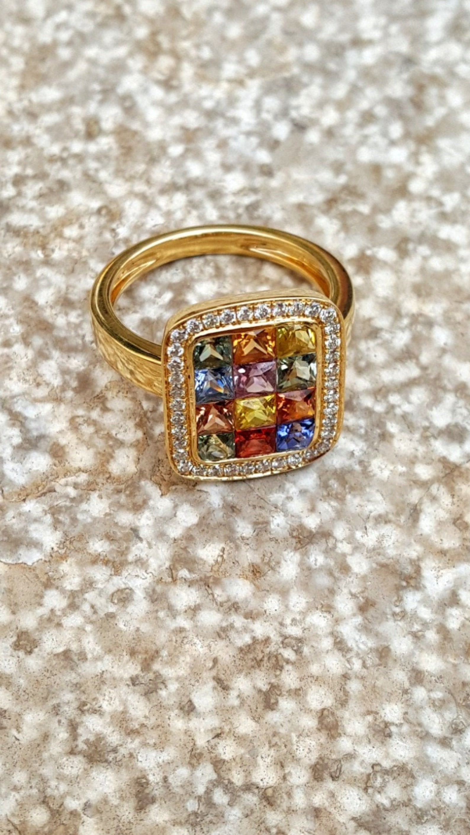 18k Solid Gold Diamonds Choshen Ring With Multi Color - Etsy
