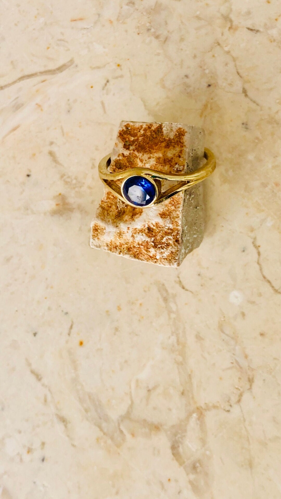 Gold 14K und natürlicher Saphir Edelstein Evil Eye Ring, Jedaica ...