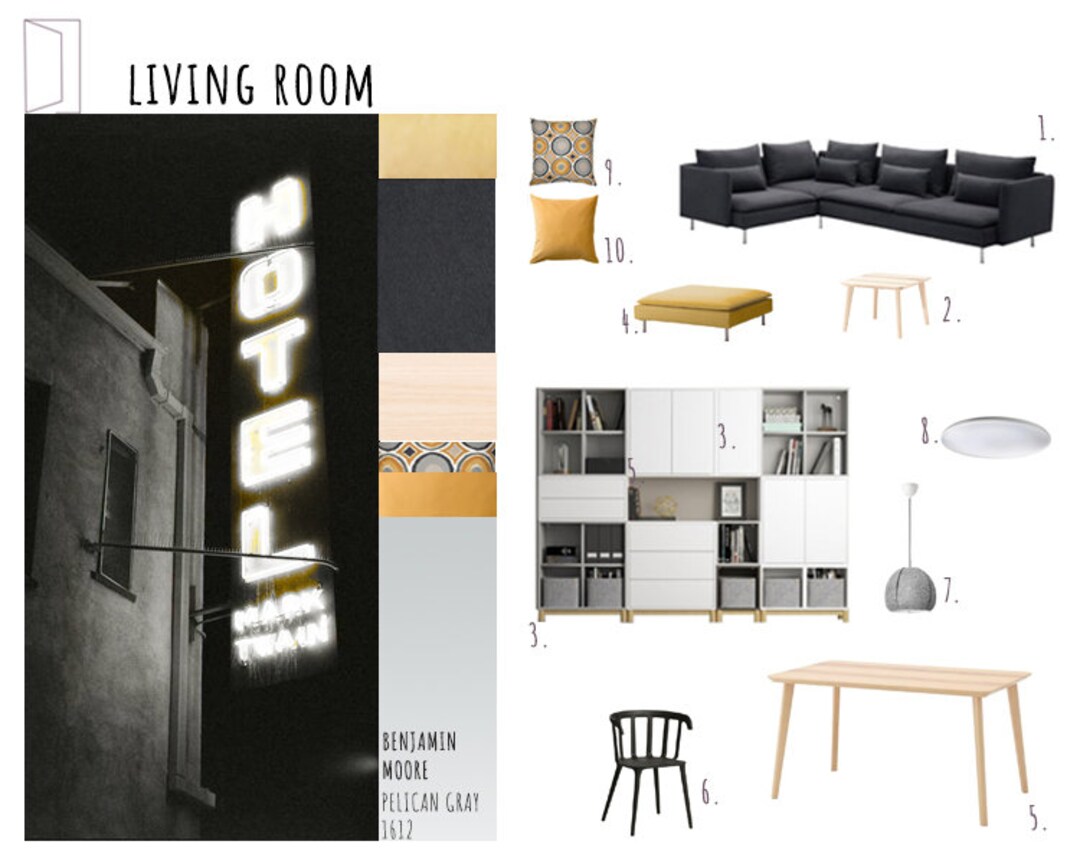 LIVING ROOM: Floor Plan, Mood Board,ikea Furniture List. - Etsy