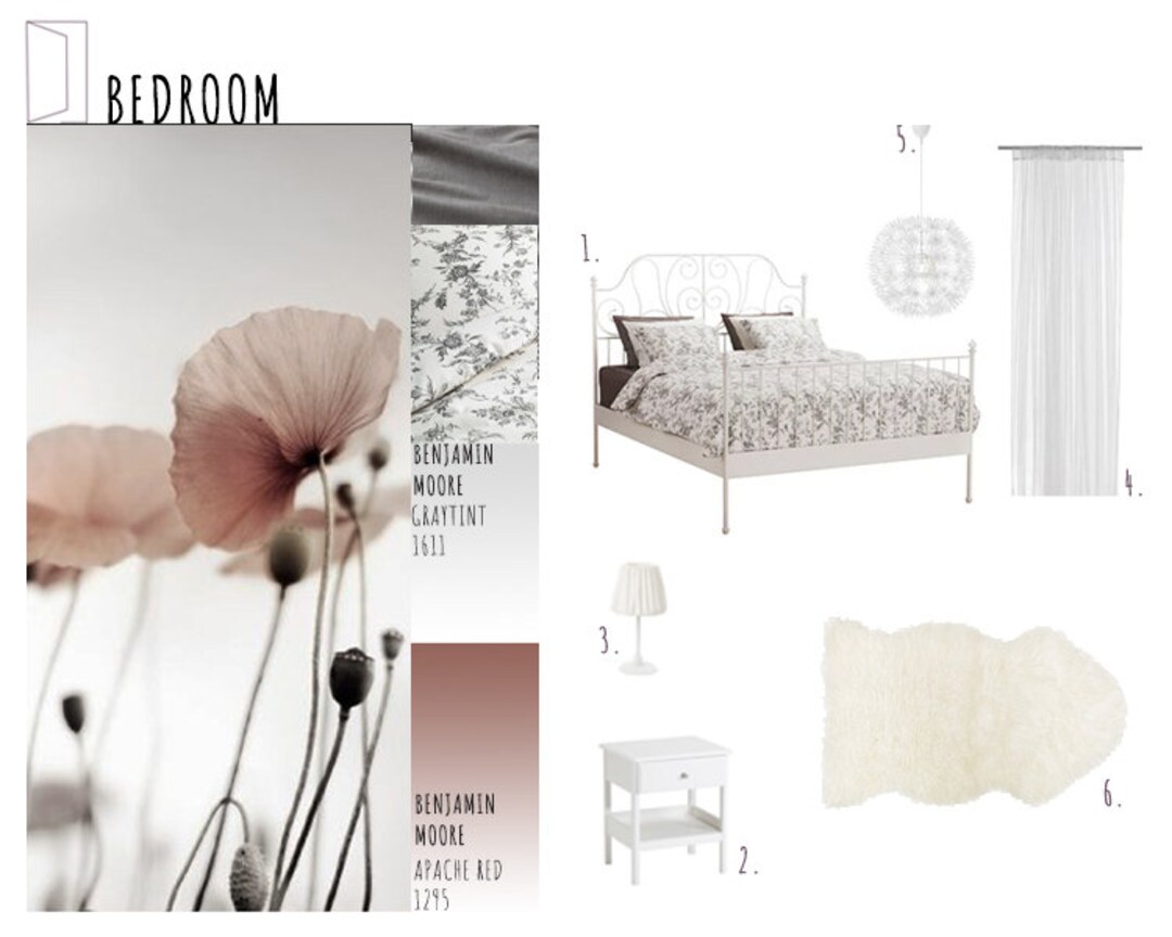 BEDROOM: Floor Plan, Mood Board, IKEA Furniture List. - Etsy