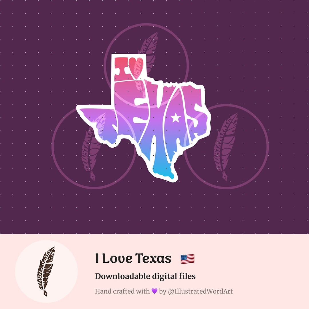 I Love Texas Word Art in Texas Map Digital Svg Cutfile for Printing on ...