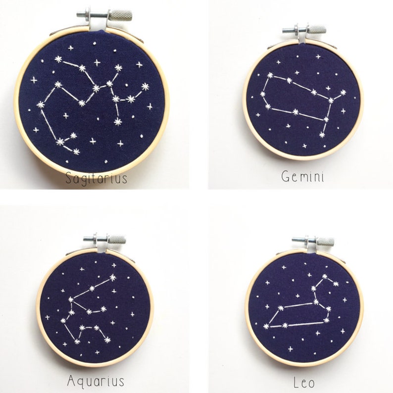 Star Sign Constellations Embroidery | Etsy