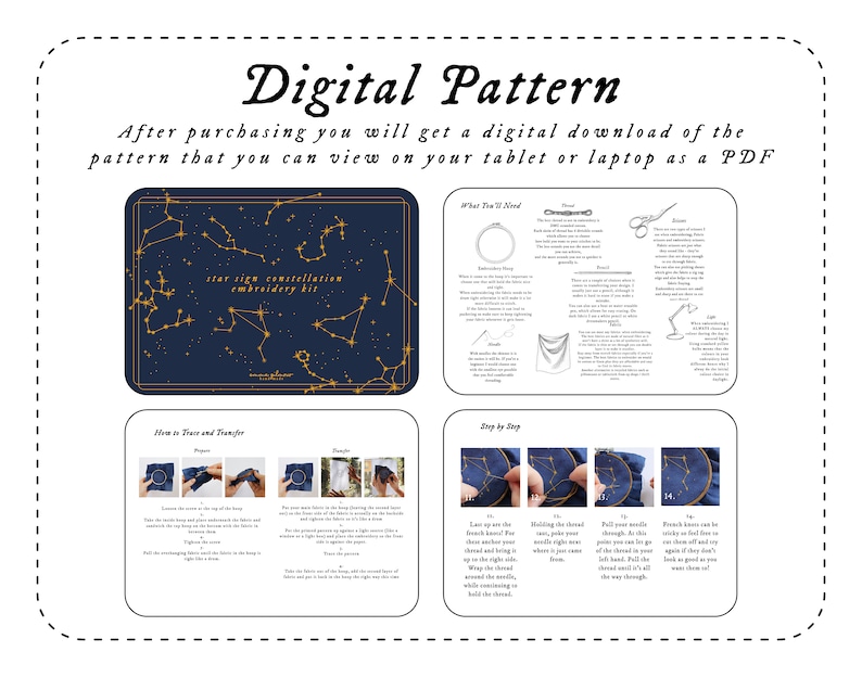 PDF - Star Sign Constellation Embroidery Pattern - Etsy