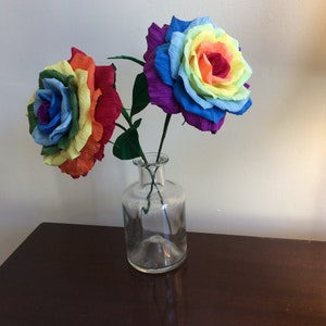 Rainbow Paper Roses- Handmade, Crepe Paper Roses- Party Decoration ...