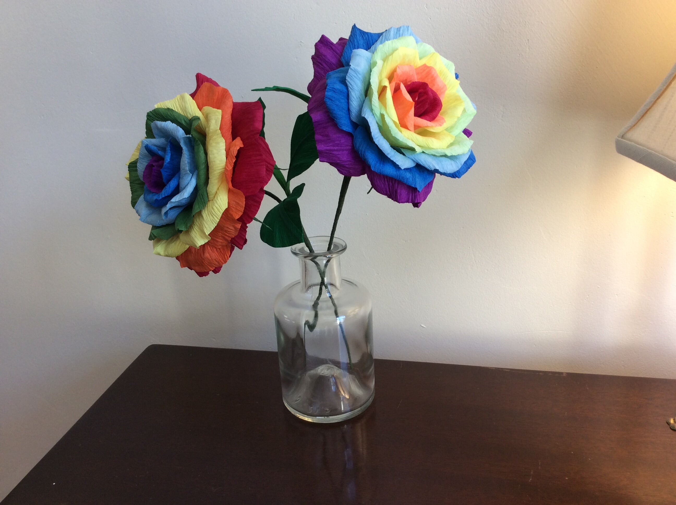Rainbow Paper Roses Handmade Crepe Paper Roses Party - Etsy UK