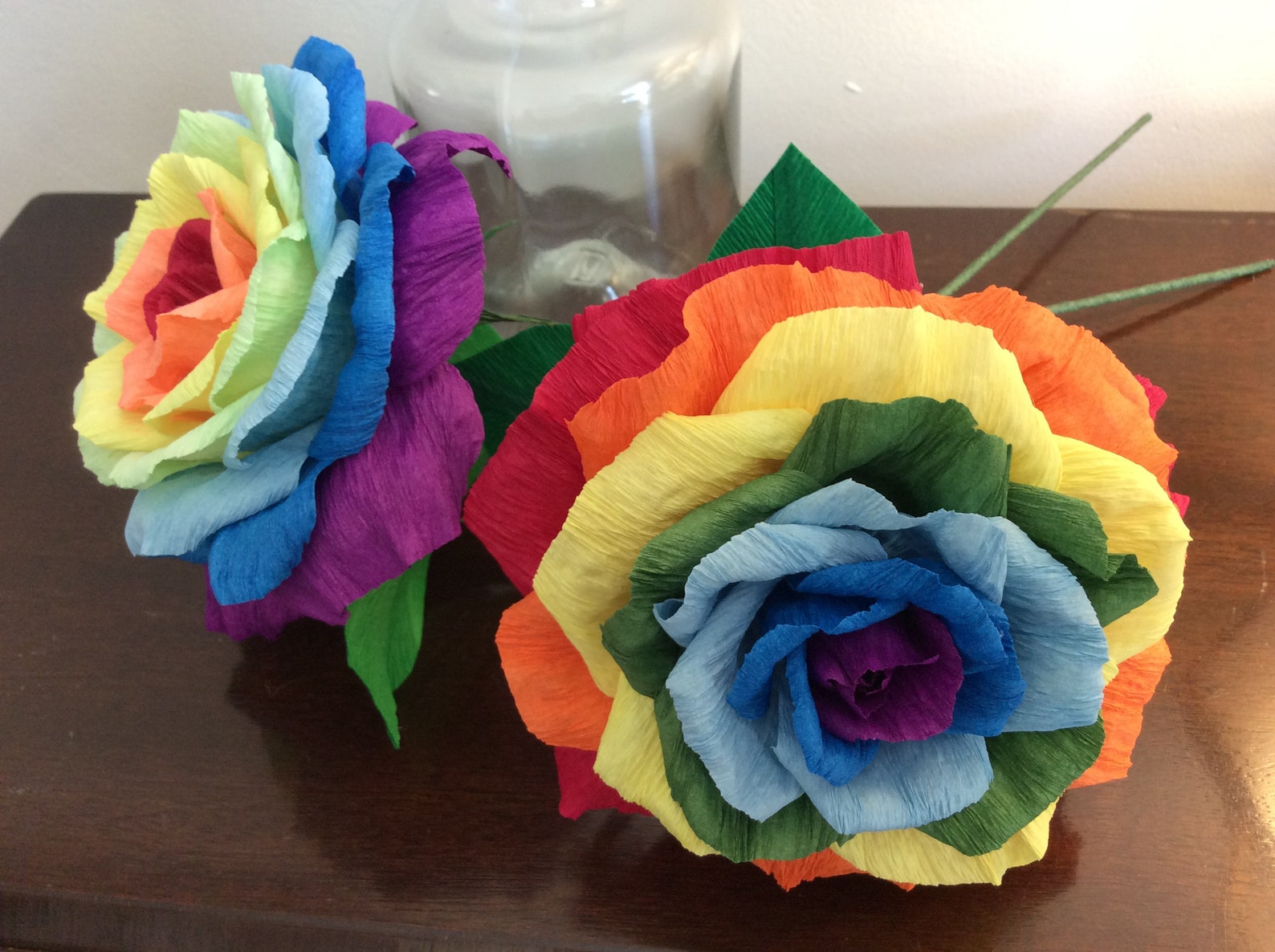 Rainbow Paper Roses Handmade Crepe Paper Roses Party - Etsy UK