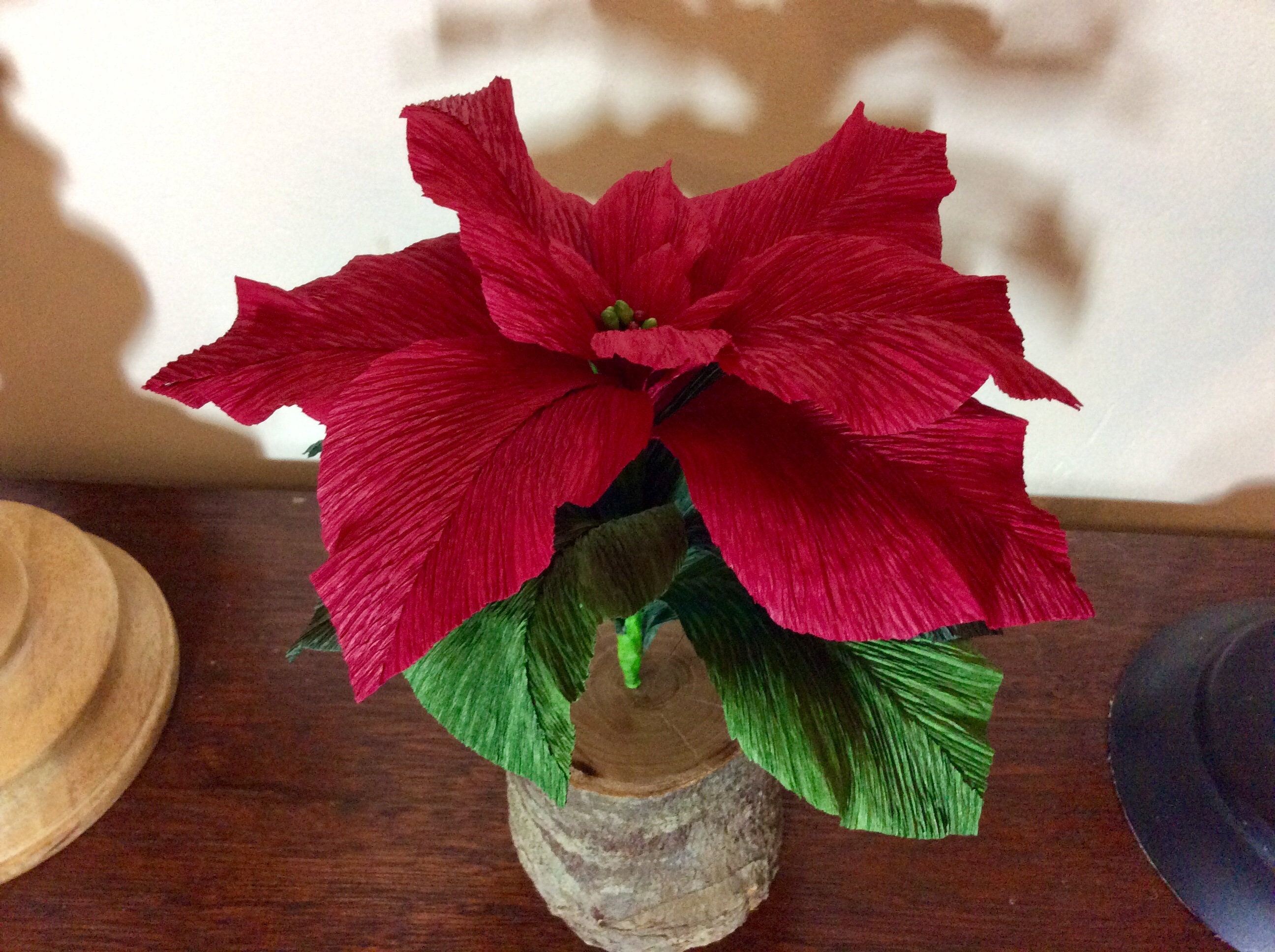 Christmas Flower Realistic Crepe Paper Poinsettia Handmade Etsy Christmas Flower Realistic Crepe Paper Poinsettia Handmade Etsy