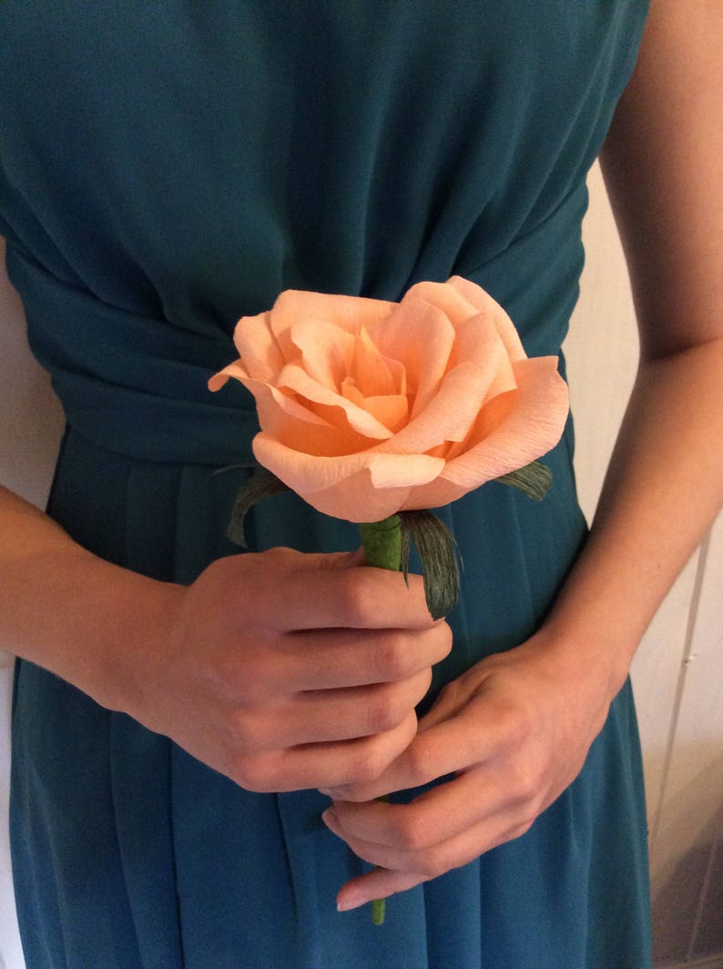 Single Stem Paper flower rose wand Large Crepe Paper Flower | Etsy