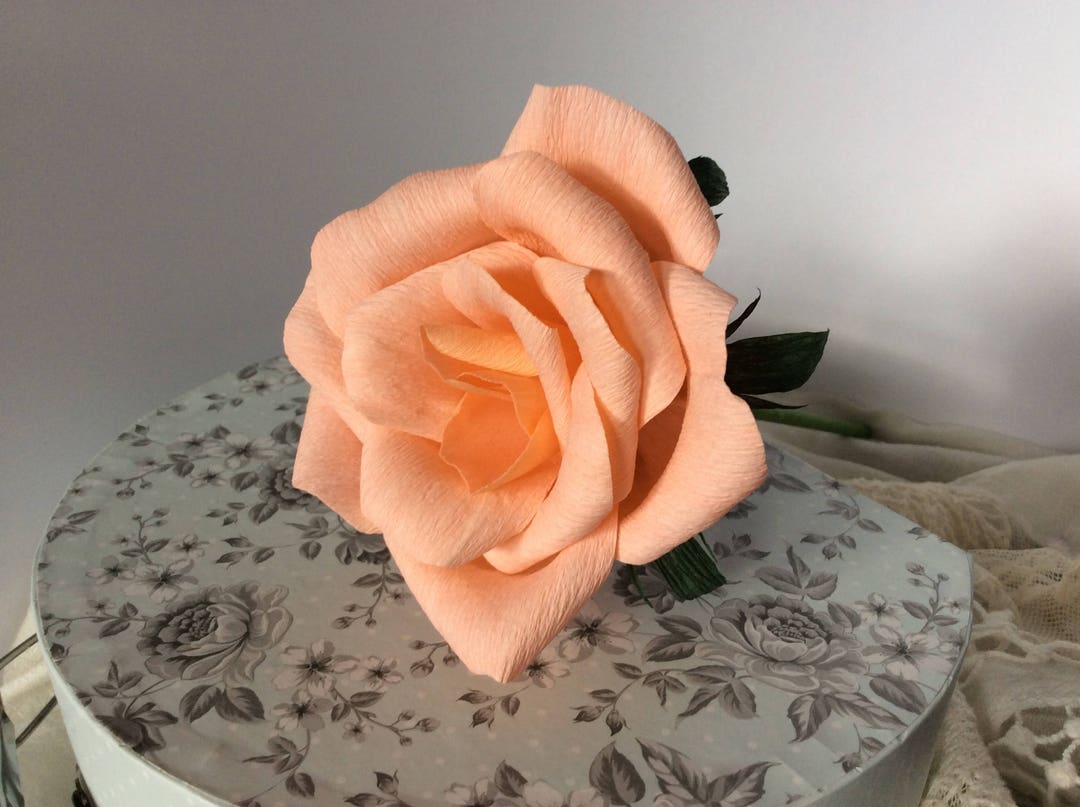 Single Stem Paper Flower Rose Wand | Large Crepe Paper Flower ...