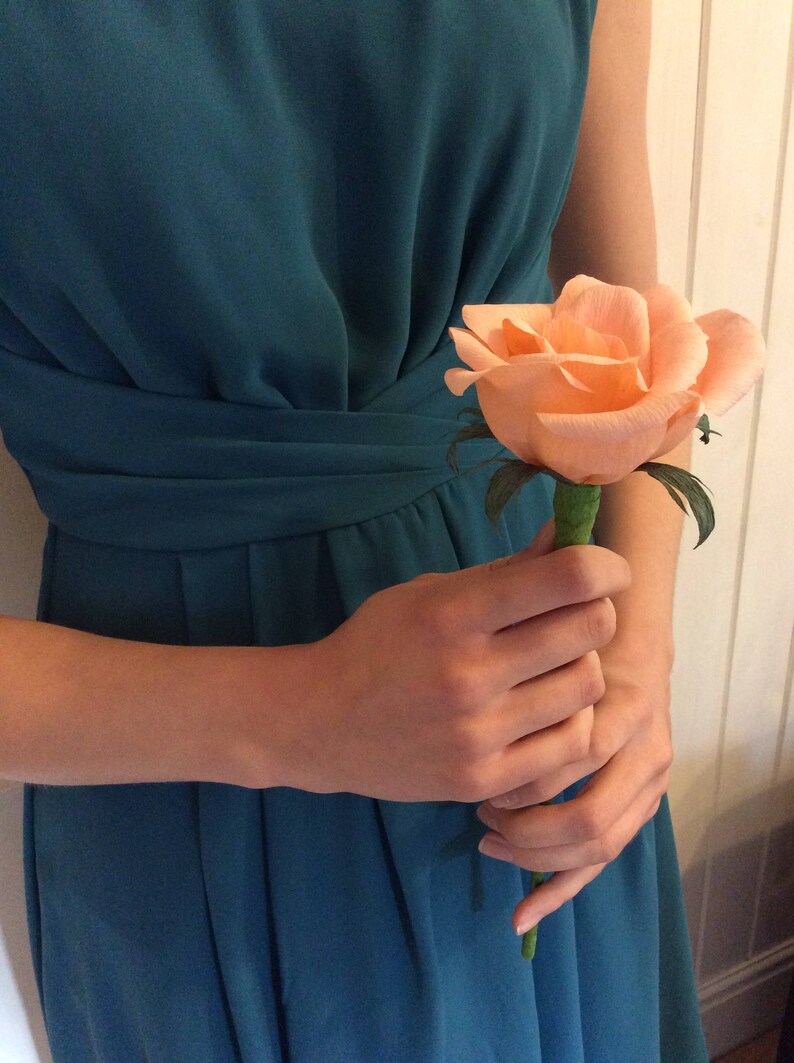 Single Stem Paper flower rose wand Large Crepe Paper Flower | Etsy