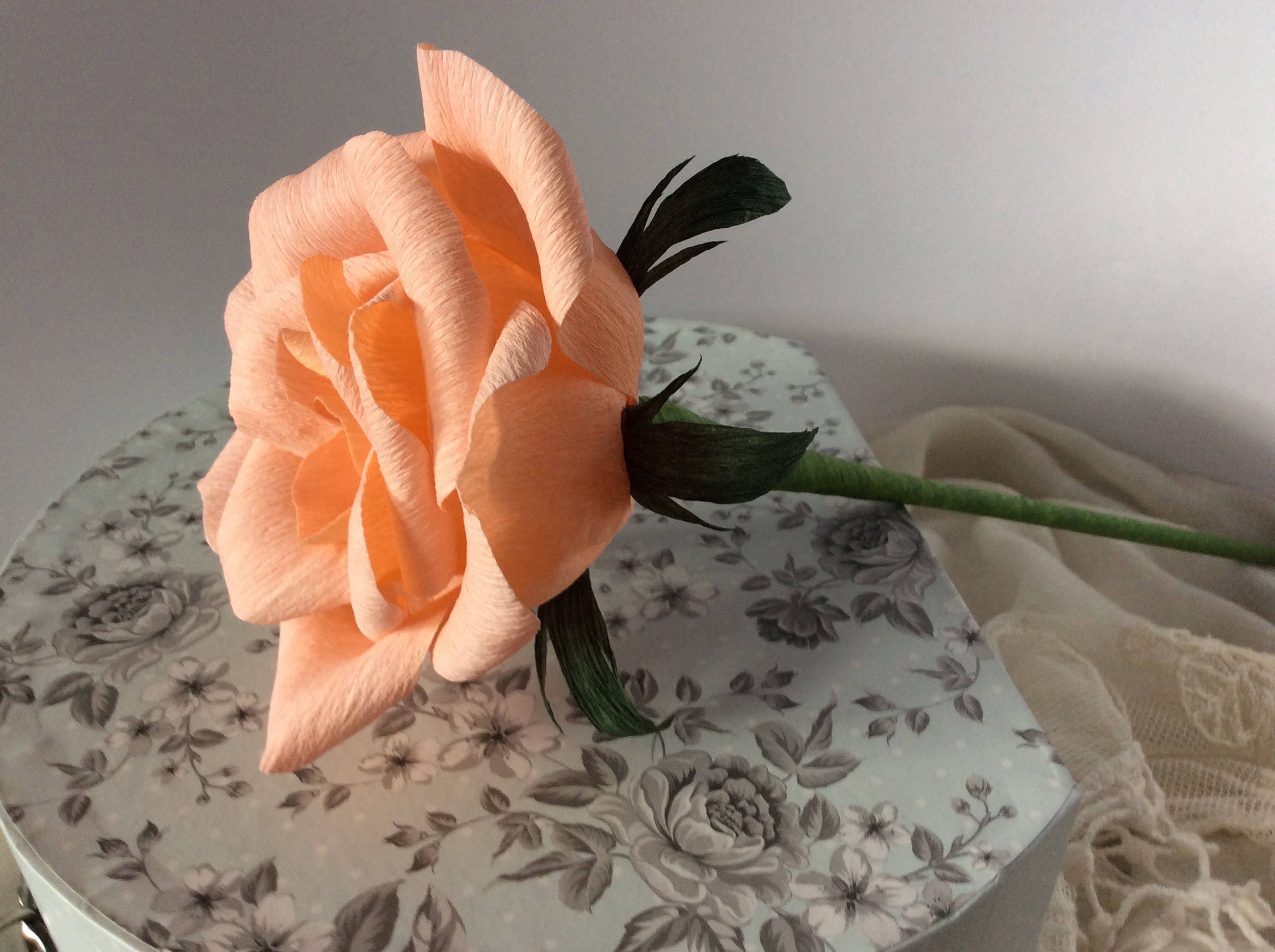 Single Stem Paper Flower Rose Wand Large Crepe Paper Flower - Etsy
