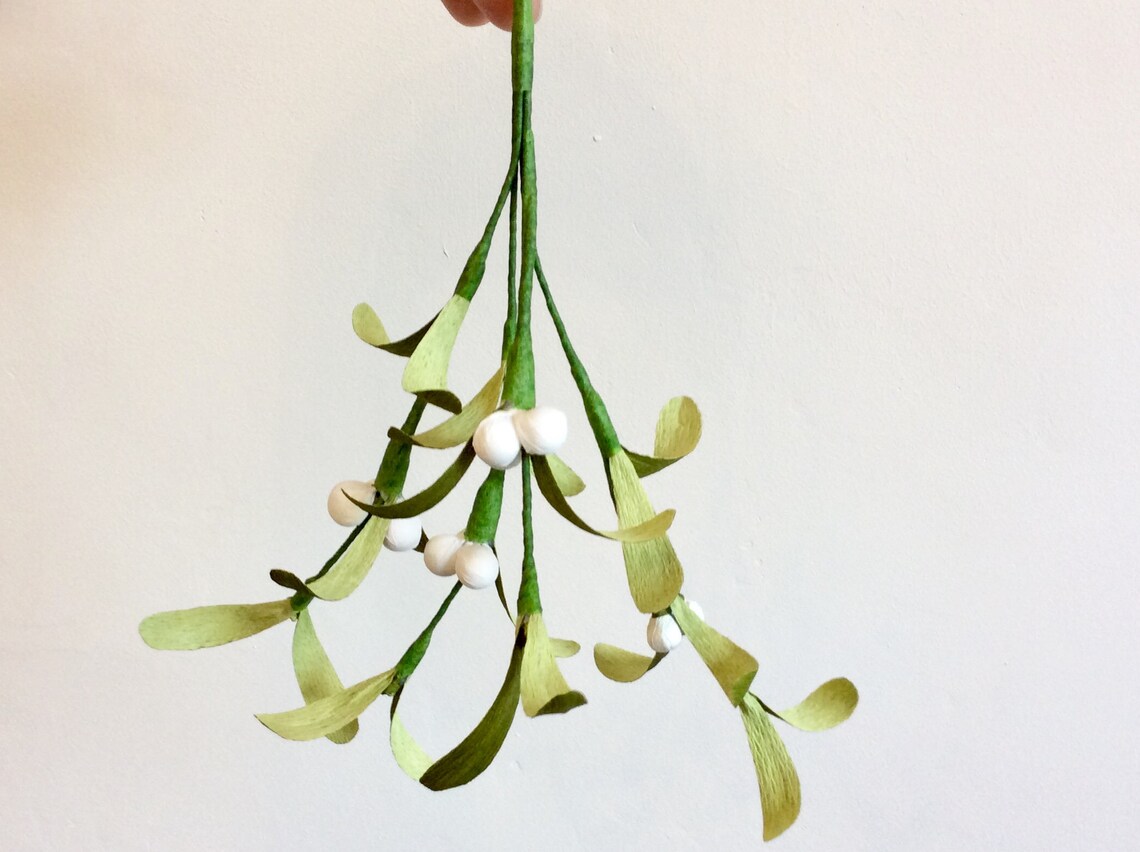 Handmade Crepe Paper Mistletoe Bunch Hanging Christmas - Etsy